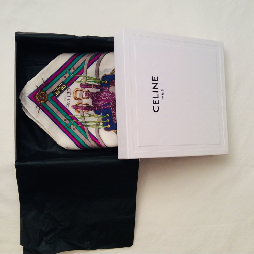 Celine Paris Equestrian Scarf And Gift Box; New - Gem